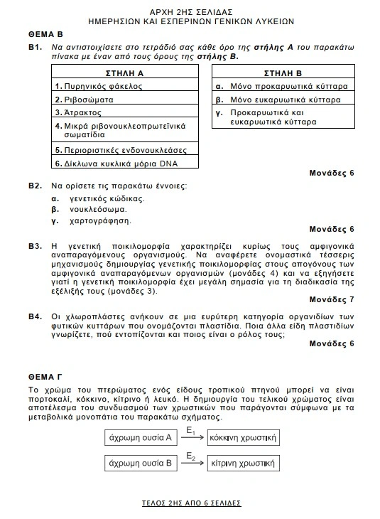 Πανελλήνιες 2026: Οι απαντήσεις των θεμάτων στη Βιολογία από τα ...